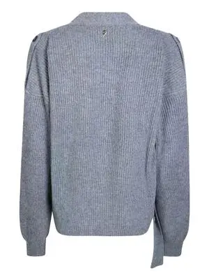 DONDUP Ribbed Knit V-neck Cardigan - Grey