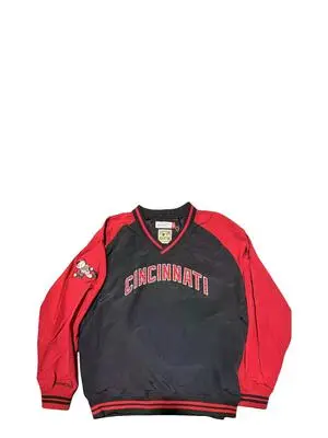 Mitchell & Ness Mlb Cincinnati Reds V-neck Sweatshirt - Black