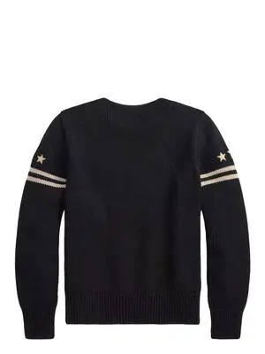 Ralph Lauren Skull Patch Star Embroidered Crewneck Sweater - Blue