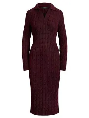 Ralph Lauren Cable Knit Midi Dress - Red