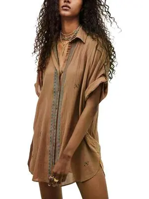 Ba&sh Embroidered Oversized Shirt - Neutrals