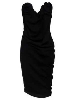 Magda Butrym Draped Floral-applique Midi Dress - Black