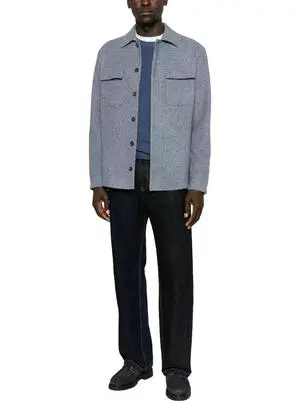 FERRANTE Ribbed Knit Raglan Sleeve Sweater - Blue