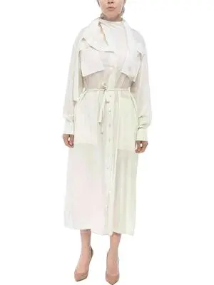 LEMAIRE Tie-neck Drawstring-waist Shirt Dress - Neutrals