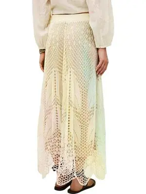 Ba&sh Ulys Crochet-knit Pointelle Maxi Skirt - Neutrals