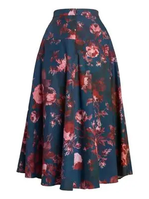 Erdem Floral Print A-line Skirt - Blue