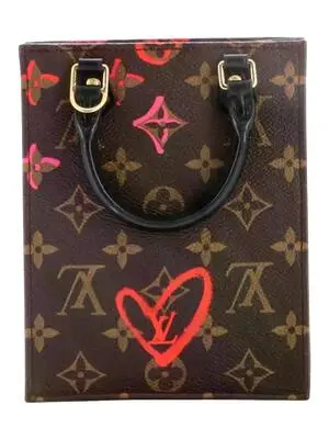 LOUIS VUITTON Petit Sac Plat Monogram Canvas Tote Bag - Brown