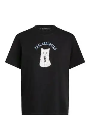 Karl Lagerfeld Ikon Choupette Print T-shirt - Black