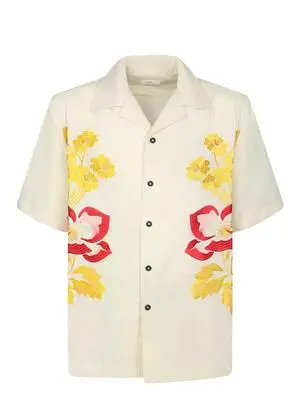 Commas Floral-embroidered Short-sleeve Shirt - Neutrals