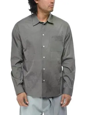 Off-White Embroidered-logo Poplin Shirt - Grey