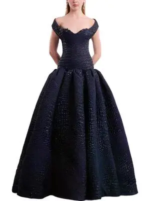 GEMY MAALOUF Off-shoulder Sweetheart Dress - Blue
