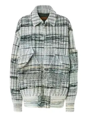 Missoni Oversized Wool-blend Check Bomber Jacket - Grey