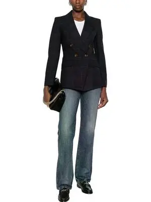 Marella Mlfedra Double-breasted Check-pattern Blazer - Blue