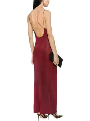 Saint Laurent Chain-link Strap Open-back Maxi Dress - Red