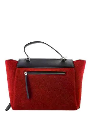 Celine Belt Bag Felt And Leather Mini Satchel - Red