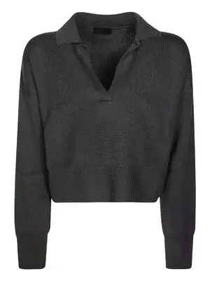 DONDUP Wool Knitted Polo Sweater - Grey