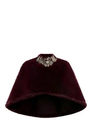 GEMY MAALOUF Embellished Faux-fur Bolero - Red
