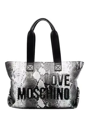 Moschino Snake-effect Logo Tote Bag - Black