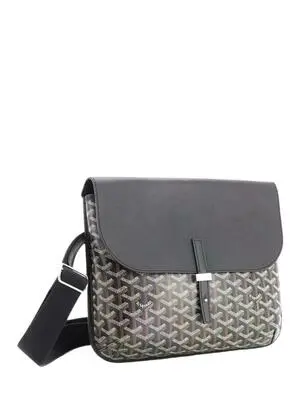 Goyard Coursier Messenger Bag In Coated Canvas And Leather - Black