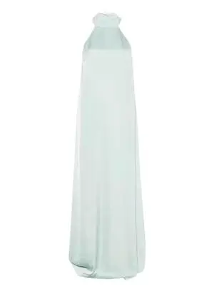 THE ARCHIVIA Riviera Feather-trim Halterneck Maxi Dress - Blue