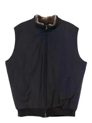 MANZONI 24 Fur-trimmed Zip-up Gilet - Blue