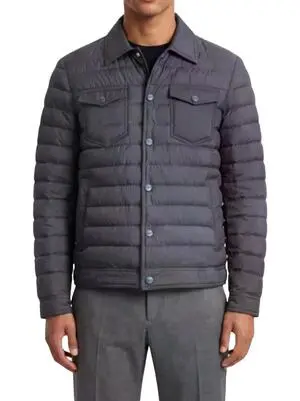 Herno Quilted Padded Jacket With Classic Collar - Blue