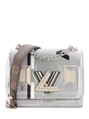 LOUIS VUITTON Twist Handbag Limited Edition Embossed Epi Space Leather Pm Shoulder Bag - Silver