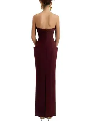 GEMY MAALOUF Strapless Pocket Detail Maxi Dress - Red