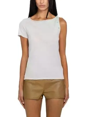 Paloma Wool Asymmetric Button-detail Knit Top - Grey