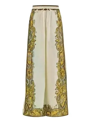 ALEMAIS Paisley Print Wide Leg Pants - Neutrals