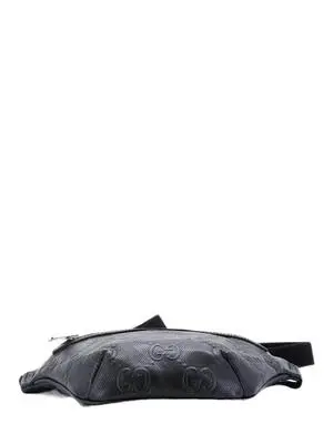 Gucci Gg Embossed Perforated Leather Belt Bag - Black