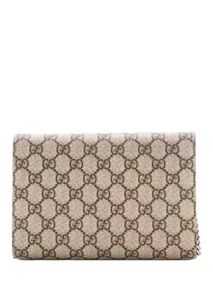 Gucci Dionysus Chain Wallet Gg Coated Canvas - Brown