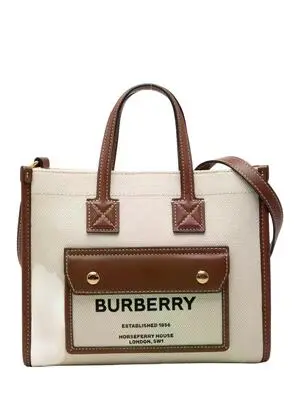 Burberry Mini Canvas Freya Tote Satchel - Brown