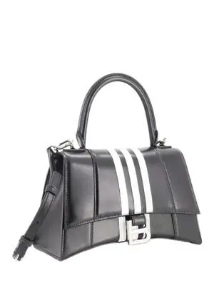 Balenciaga X Adidas Hourglass Top Handle Bag Leather Small Satchel - Black
