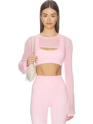 ASTORIA Long Sleeve Sheer Shrug - Pink