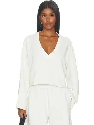 Beyond Yoga Cropped Long Sleeve V-neck Top - Ivory