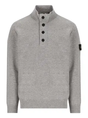 Stone Island Wool Mock Neck Sweater - Grey