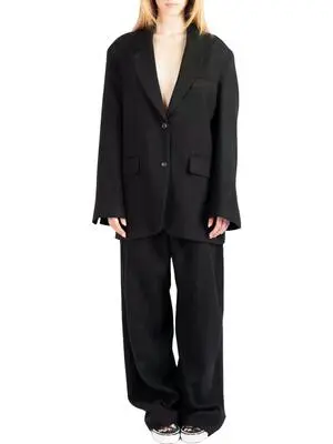 SOCIETE ANONYME Bloom Wide-leg Wool Trousers - Black