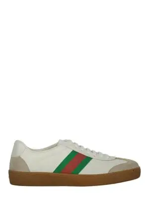 Gucci Web-stripe Leather Sneakers - Neutrals