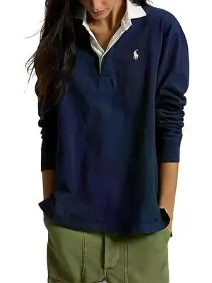 Polo Ralph Lauren Oversized Cotton Rugby Shirt - Blue