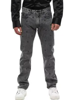 Off-White Apple Pattern Slim-fit Jeans - Grey