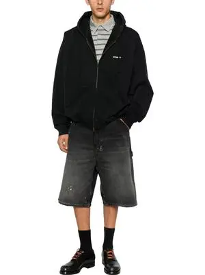 Vetements Logo-print Zip-up Hoodie - Black