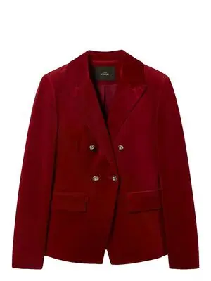 TWINSET Velvet Double-breasted Blazer - Red