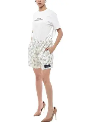 Stella McCartney Mickey Hand-print Vertical Stripe Shorts - Neutrals