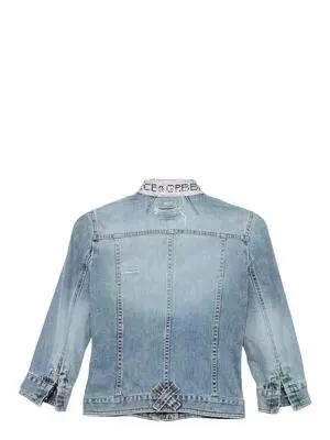 Dolce & Gabbana Embellished Distressed Denim Jacket - Blue