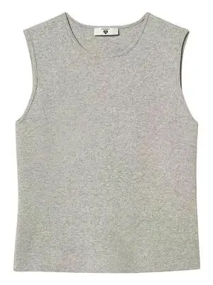 TWINSET Sleeveless Round Neck Jumper With Metal Logo Plaque - Grey