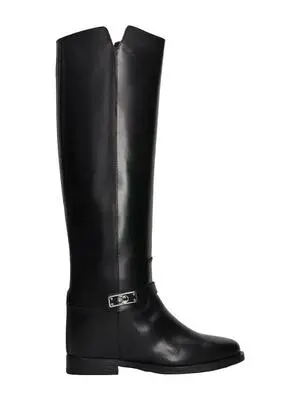 VIA ROMA 15 Knee-high Buckle Strap Boots - Black