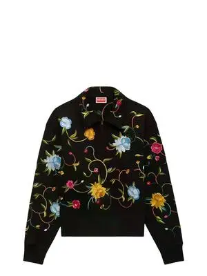 Kenzo Wildflower" Embroidered Half-zip Sweatshirt - Black