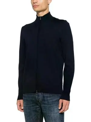 BOSS Merino Wool Zip-up Sweater - Blue