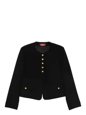 Max Mara Collarless Button-up Jacket - Black
